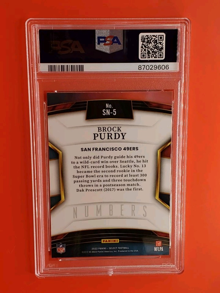 2022 Select Numbers Brock Purdy RC #SN5 49ers Rookie PSA 10 GEM MINT | eBay