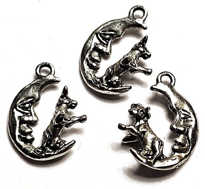 3 Pcs. Cow Jumped Over the Moon Charms Pendants Cast Fine Pewter | eBay