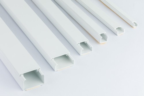 White Electrical Cable Trunking PVC Wire Conduit Plastic Cover-Mini ...