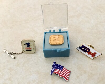 USPS 35 Year Service 10k Gold Pin Tie Tac, Zip. +4, Flag, Postal Pin ...
