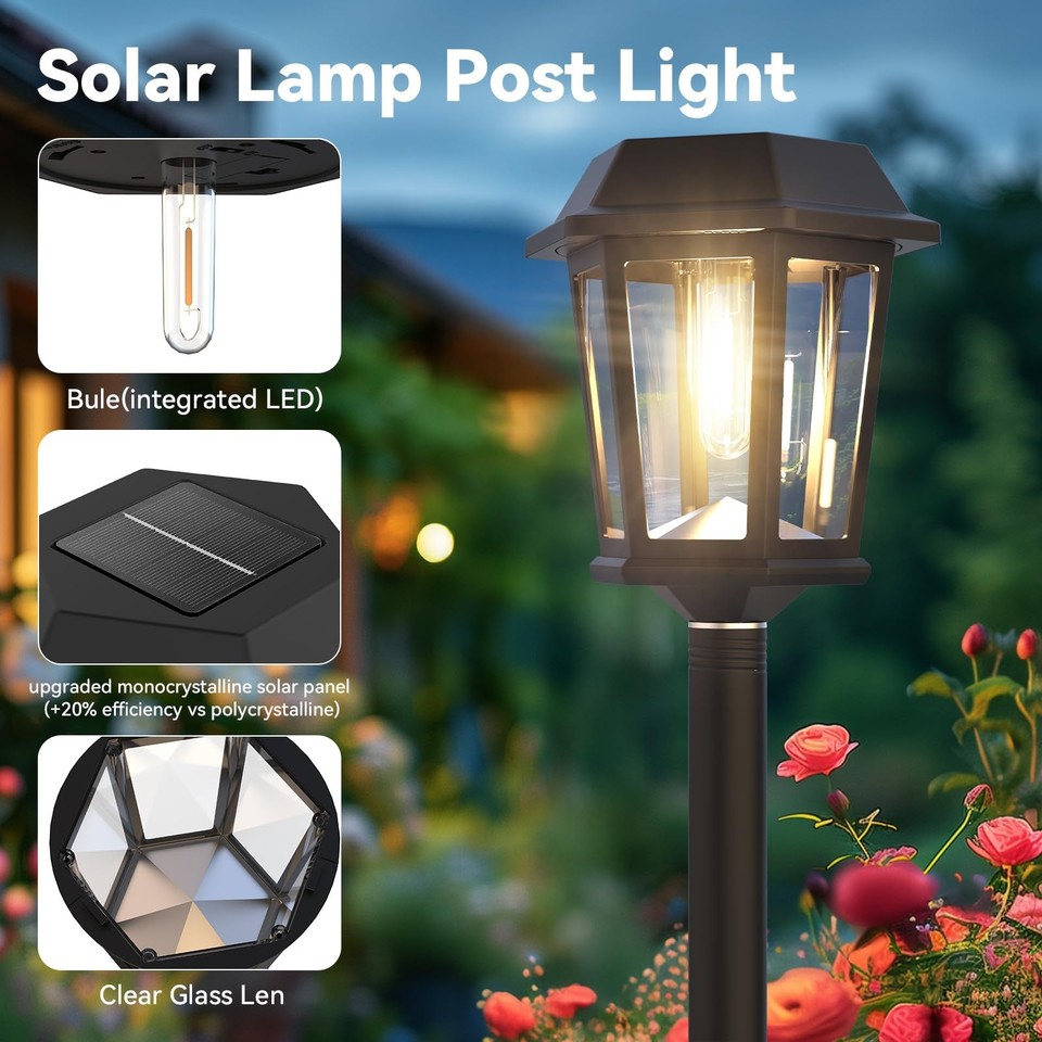 DOESLAG 2 Pack Solar Lamp Post Light, 61Inch Outdoor Pole Lights for ...
