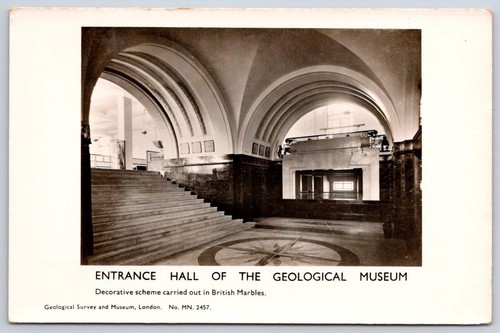 Vintage English Postcard LONDON Geological Museum Entrance Hall 1930s ...