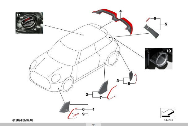 NEW MINI F66 JCW REAR TAILGATE ROOF SPOILER EXTENSION CHILLI RED ...