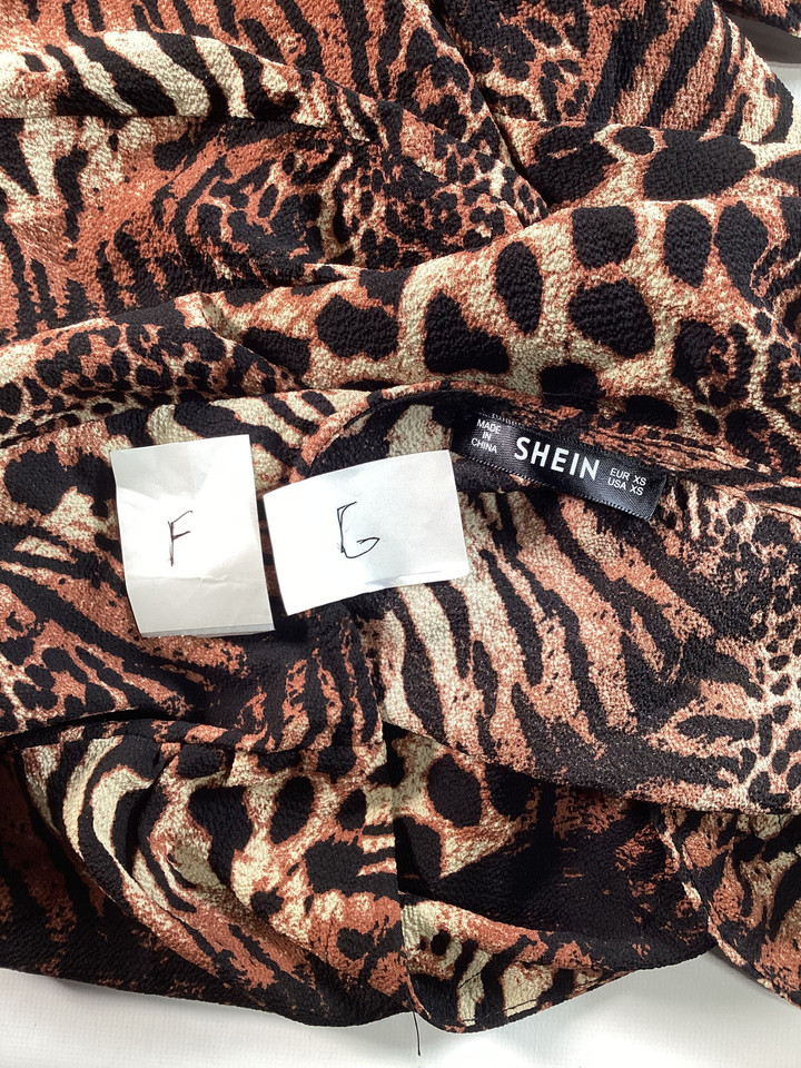 Womens Shein Multicolor Animal Print Long Sleeve Button Down Dress XS ...