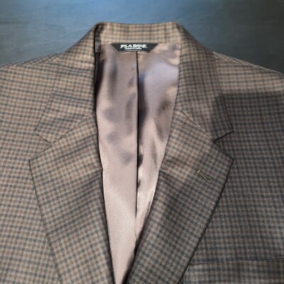 Jos. A. Bank Signature Silk/Wool Blend Brown Blue Micro Check 44L ...