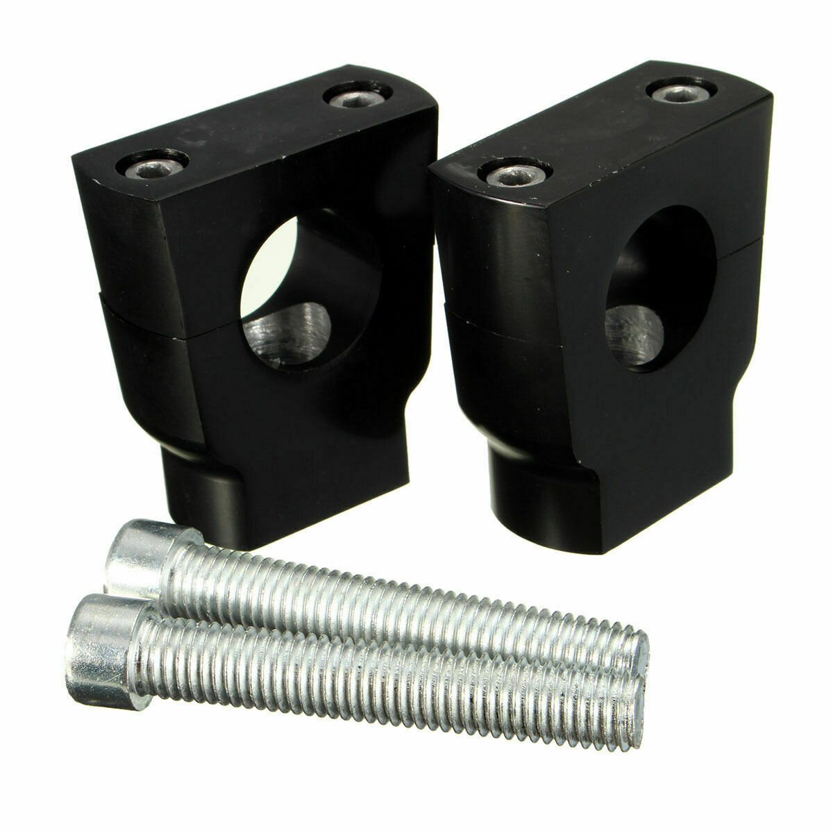 Universal 7/8" 22mm Black Motorcycles Handlebar Riser Clamps Bar Mounts ...