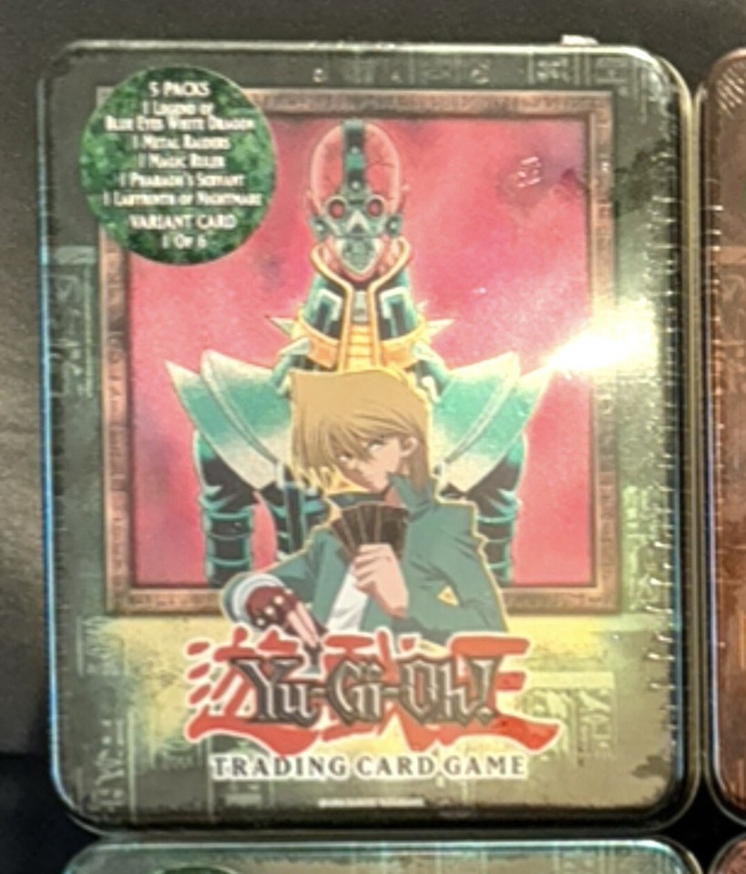 YUGIOH 2003 COLLECTOR 6 TINS SET, EACH TIN; 5 PCKS +1 VAR. CARD, FACT ...