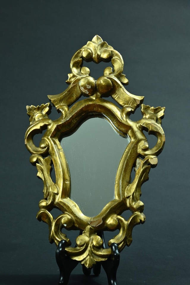 Antique Small Hall Mirror In Gilded Wood With Volute Fleur De Lys 1900 ...