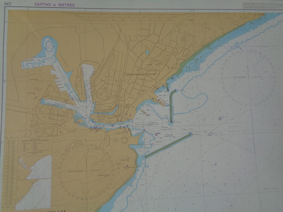 Marine Geographic Map / Approaches to Vishakhapatnam 1981 India | eBay UK