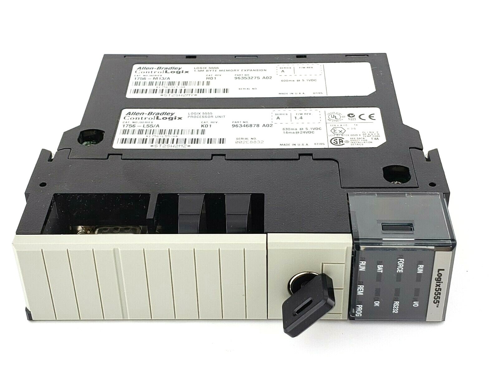 Allen Bradley 1756-L55/A Logix 5555 Processor Unit Ser A, F/W 1.4, W ...