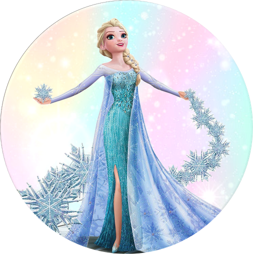 7.5" Pre-Cut Edible Icing Elsa Frozen Round- Square Cake Icing Topper ...