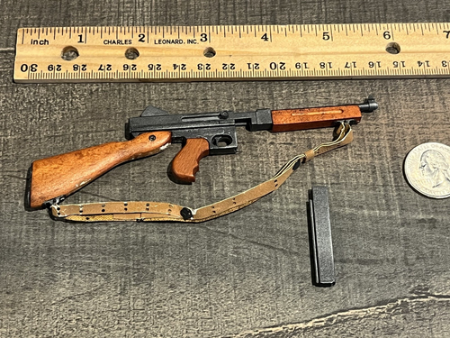 MINIATURE 1:6 WWII US THOMPSON SUB Machine Gun SMG WOOD & METAL DID GIL ...