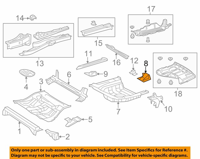 TOYOTA 5833606070 Genuine OEM Rear Floor Pan Reinforcement for sale ...