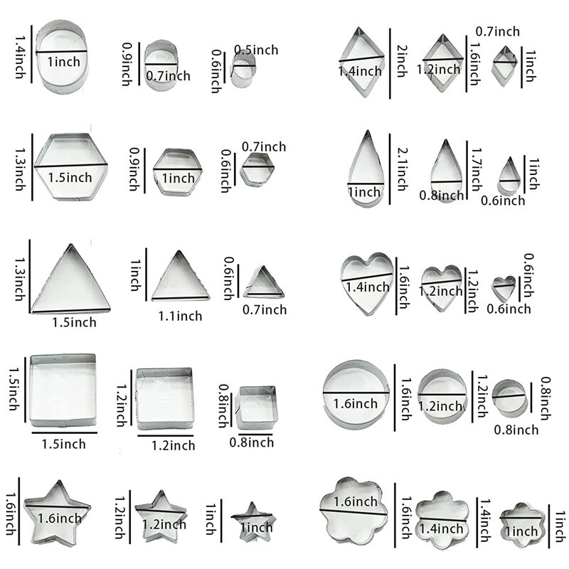 Mini Cookie Cutter Shapes Set - 30 Small Metal Molds to Cut Out Pastry ...