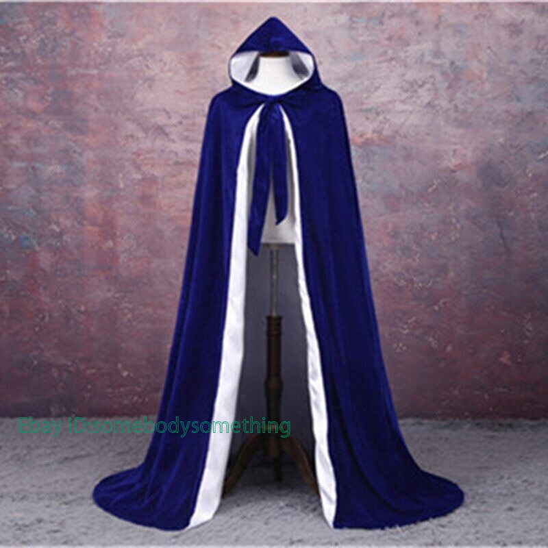Velvet Hooded Cloak Cape Unisex Halloween Costume Halloween Jacket ...