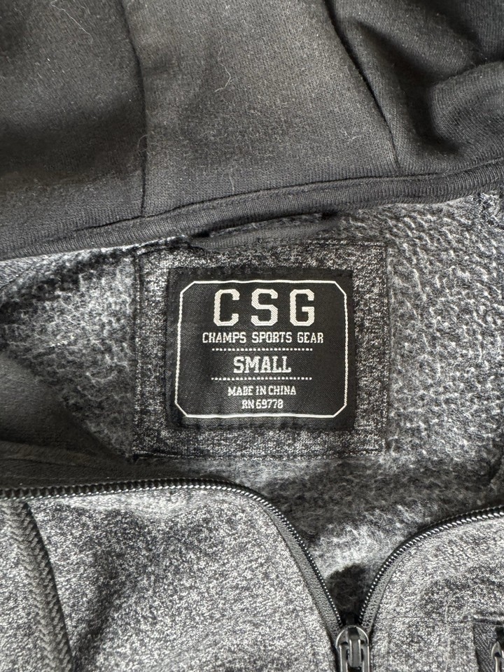Champs Sports Gear CSG Sweatshirt Hoodie Mens Medium Gray Pullover Zip ...