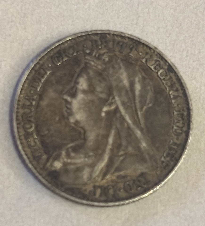 1893 English Queen & Empress Victoria Sterling 925 Silver Sixpence ...