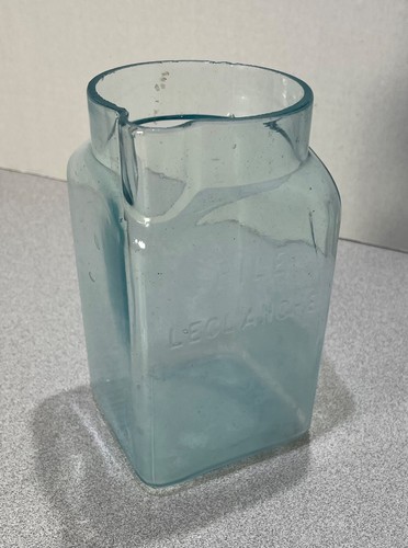 Antique Vintage Pile Leclanche Aqua Glass Battery Jar with Embossed ...
