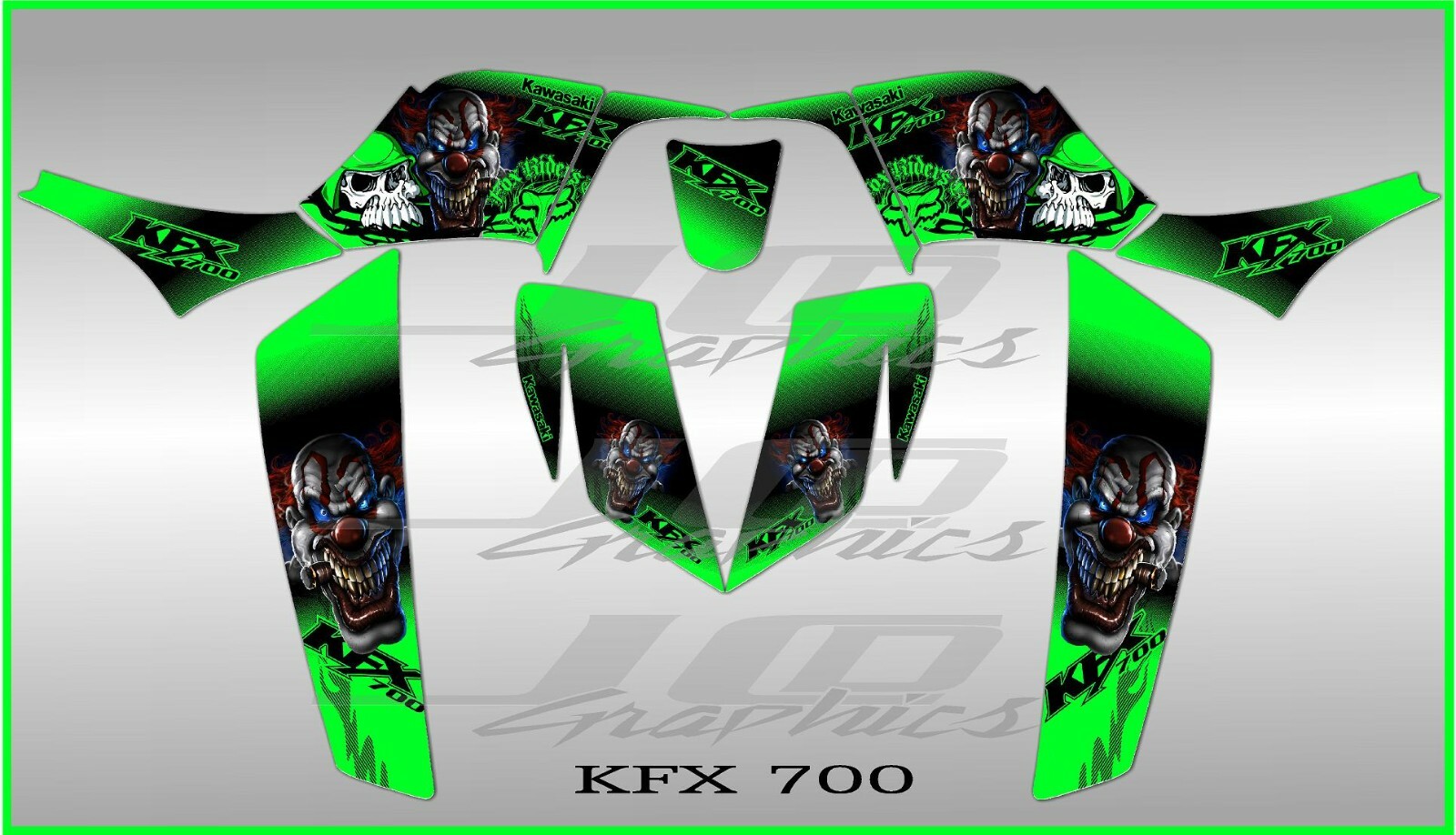 KAWASAKI KFX 700 GRAPHICS KIT DECALS THICK AND HIGH GLOSS .. | eBay