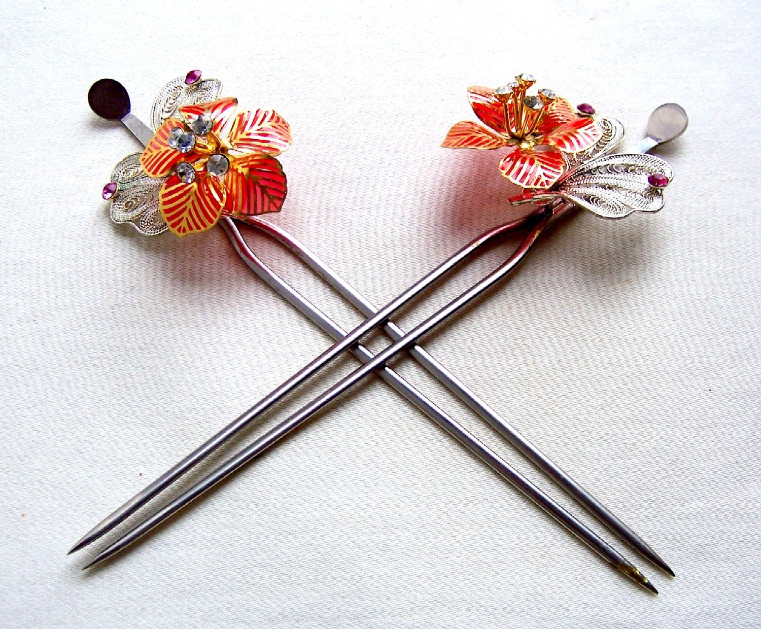Japanese geisha Kanzashi hair pins matched pair hair jewelry hair ...
