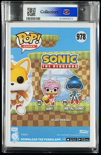 Tails Games Sonic the Hedgehog Flocked Chase 978 Funko Pop! PSA 9 MINT ...