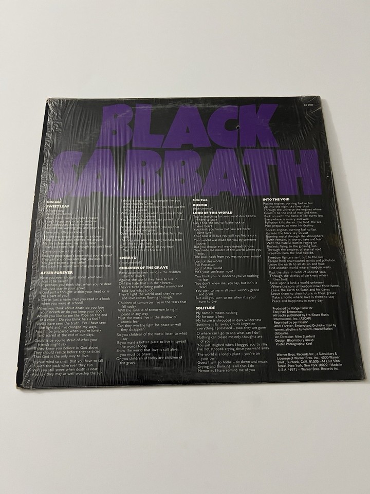 Black Sabbath Master Of Reality LP Vinyl Shrink Cover Warner Bros ...