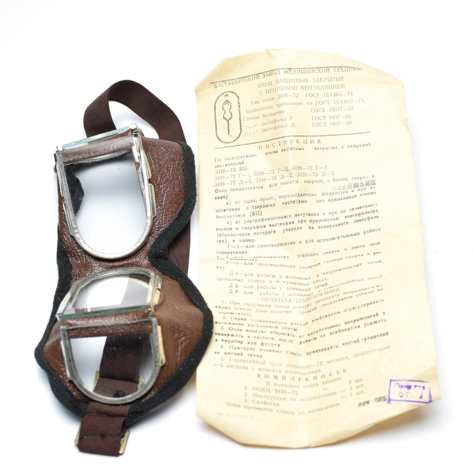 Genuine soviet Russian army motorcycle goggles safety eye protection ...