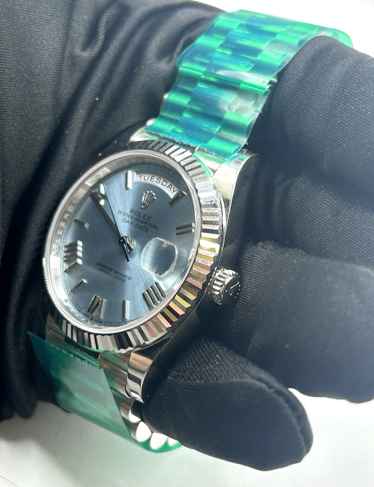 Rolex Day-Date 40mm 228236 Platinum Glacier Ice Blue Roman Dial Watch ...