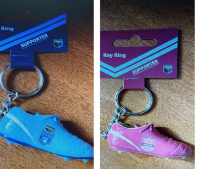NRL QUEENSLAND AND NSW STATE OF ORIGIN KEYRING BOOTS ONE OF EACH BRAND ...