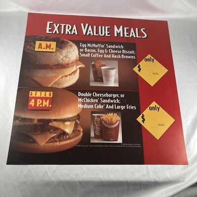 McDonalds 1994 Egg McMuffin AM PM Cheeseburger Translate Store Menu ...