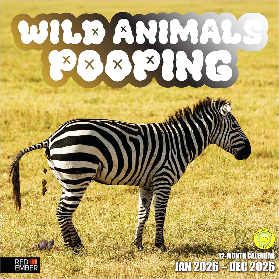Funny Wild Animals Pooping 2026 Wall Calendar 12 Month | 12" X 24" Open ...