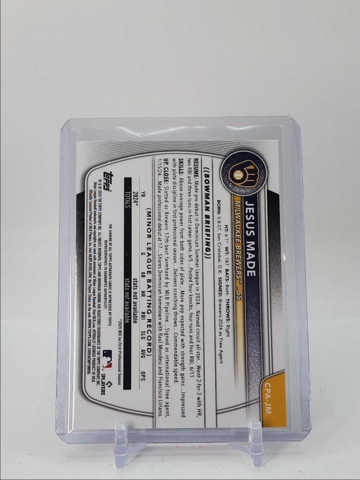 JESUS MADE 2025 BOWMAN CHROME 1ST AUTOGRAPH PURPLE REFRACTOR AUTO /250 ...