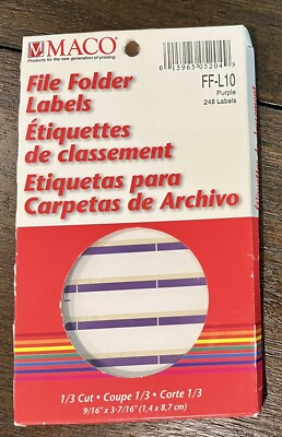 MACO 248 File Folder Labels Stickers Purple FF-L10 1/3 Cut Label: 9/16 ...