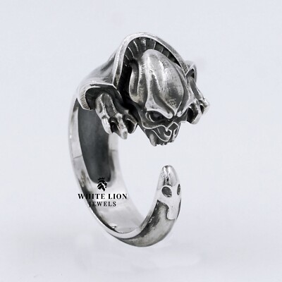 Vampire Predator Vulture Bat Biker Rider Bobber 925 Silver Men Ring ...