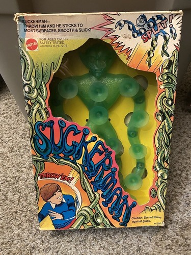 VINTAGE 1978 MATTEL 10.5" SUCKERMAN GREEN ALIEN RUBBER SUCTION CUP ...