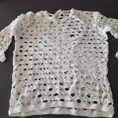 Juniors Small White Cotton Cutout shirt 3/4 sleeve Tantalize Vintage ...