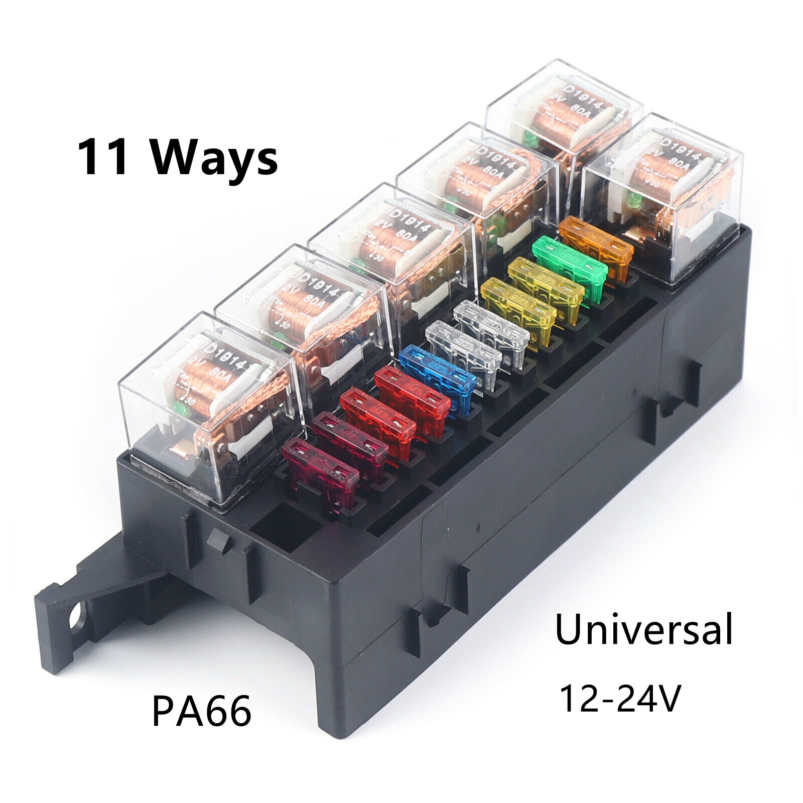 Auto Car Fuse Relay Panel Box W/ 11 Fuses Universal Block Holder 12V | eBay