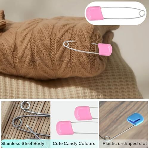 50 Pcs Diaper Pins Nappy Pins Plastic Head Safety Pins with Safe ...
