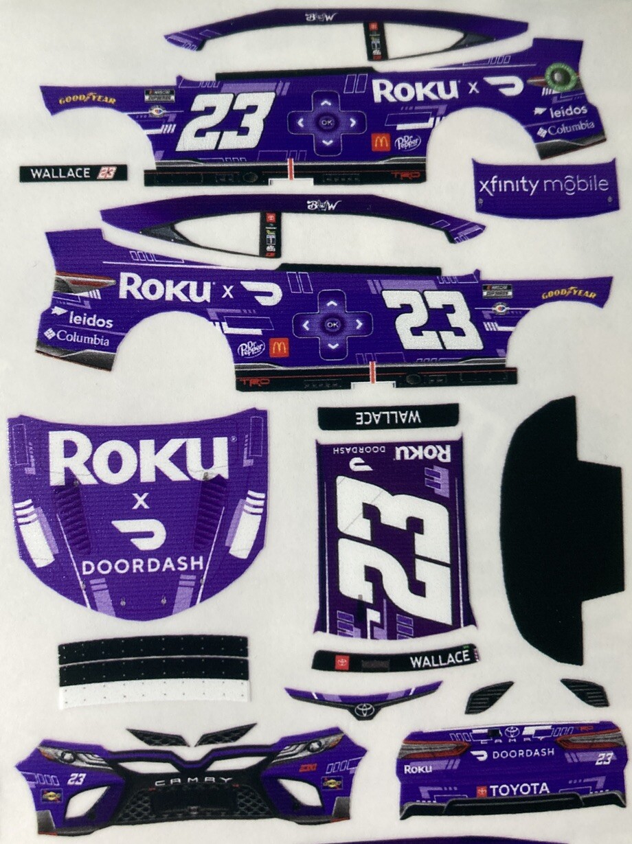 Custom 2023 Bubba Wallace #23 Roku 1/64 Scale NASCAR Peel & Stick ...