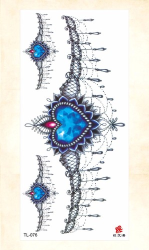 temporary tatoos blue gem tramp stamp sternum temporary tattoo | eBay