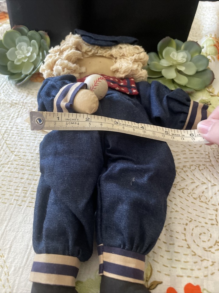 Vtg 1980's Country Rag Doll Handcrafted- Americana Baseball Boy | eBay