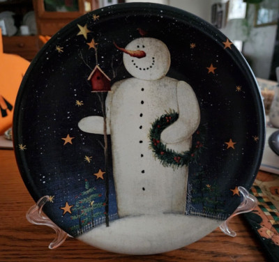 Twilight Snowman Salad Plate 8" Stoneware Certified Mary Beth Baxter ...