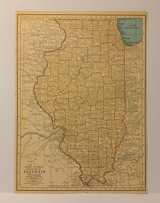 Vintage Depression Era 1932 McNally Map Of Illinois The Year Of Capones ...