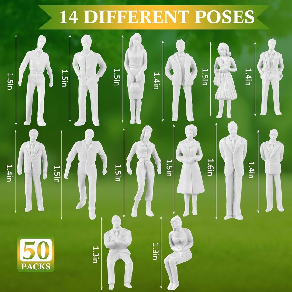 Namalu 50 Pcs 1: 50 Scale White Unpainted Mini People Figures 1:50 | eBay