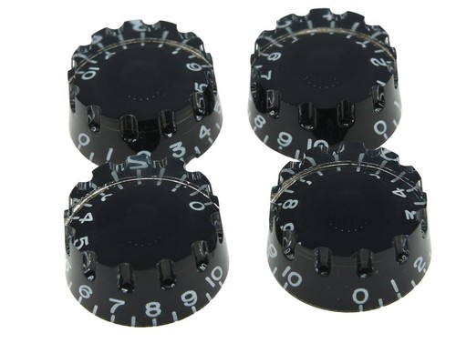 Set of 4 Black Knurled Metric LP Guitar Speed Dial Knobs Control Knobs ...