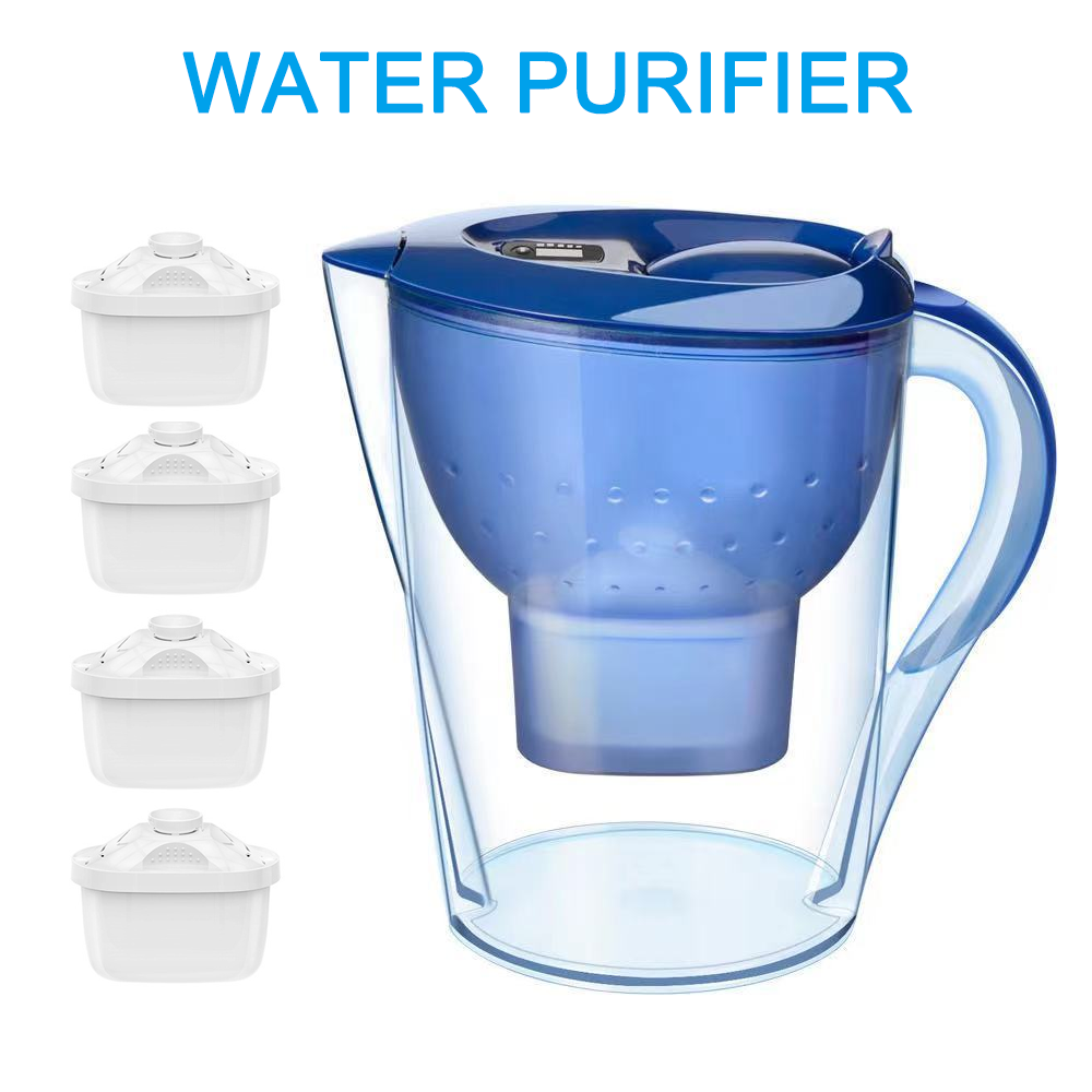 3.5L XL Water Filter Jug + 4 Stage Filter Refill Replacement Cartridges ...