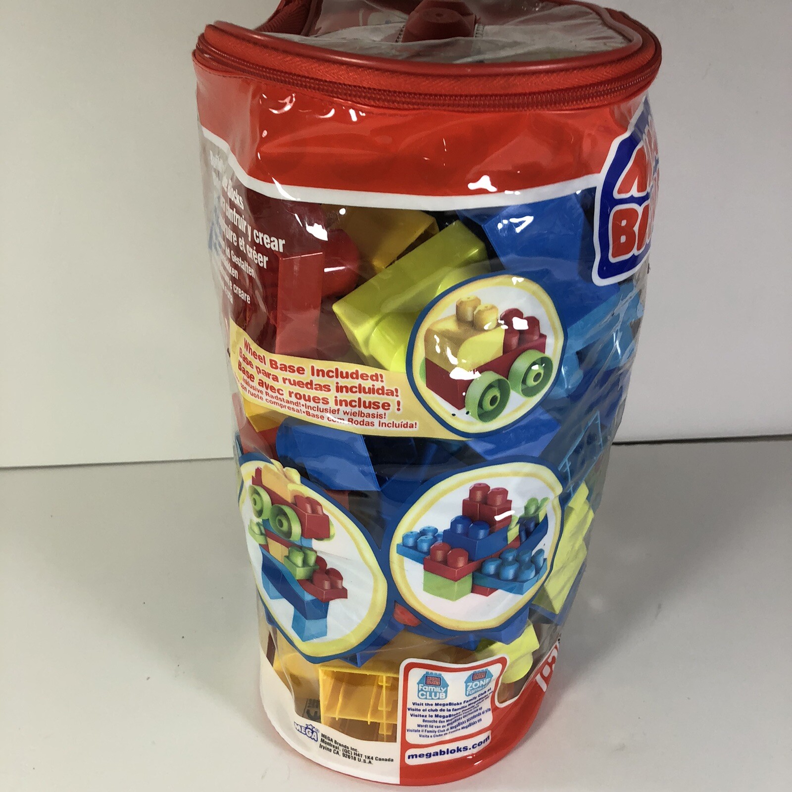 Mega Bloks Building Blocks 80pc piece Primary Colors Age 1-5 with wheel ...