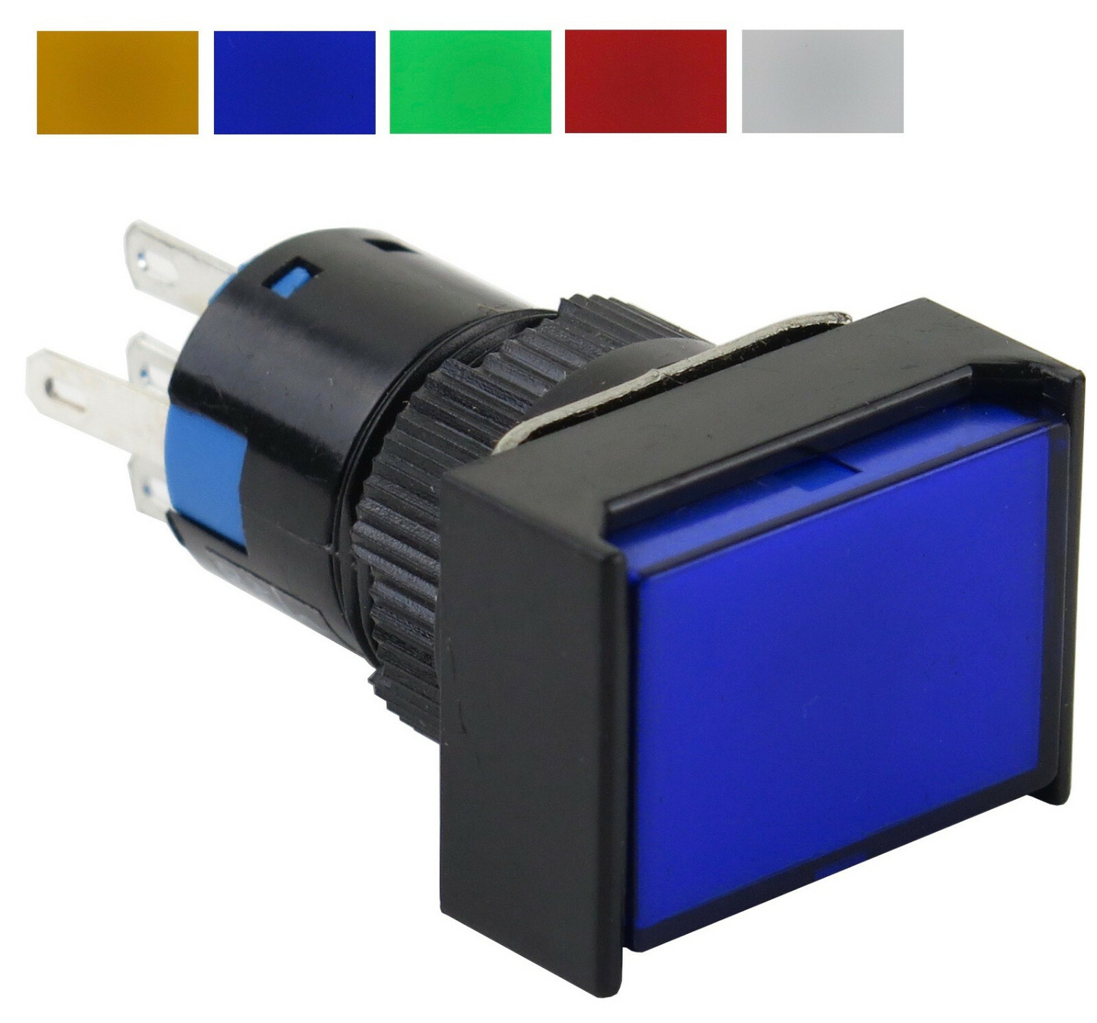 16mm Rectangular 5-Pin Push Button Blue Green Red White Yellow 12 -220V ...