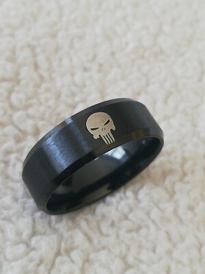 Punisher Black Stainless Steel Size 11 Biker Gothic Ring New | eBay