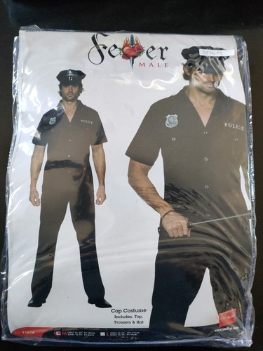 Smiffys Sexy Mens Police Officer Costume Shirt Hat Cop FBI Agent Dress ...